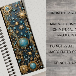15 Jeweled Blue Printable Bookmarks, Digital Download Bookmark Pages ...