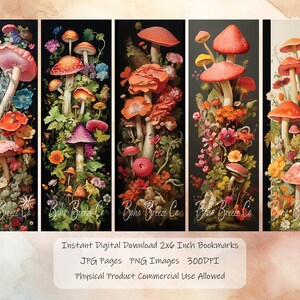 Mystical Mushrooms 15 Printable Bookmarks, Digital Download Bookmark ...