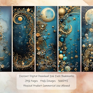 15 Jeweled Blue Printable Bookmarks, Digital Download Bookmark Pages ...