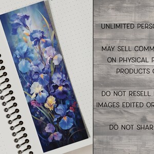 10 Romantic Iris Printable Bookmarks, Digital Download Bookmark Pages, Book Lover Gift Bookmark ...