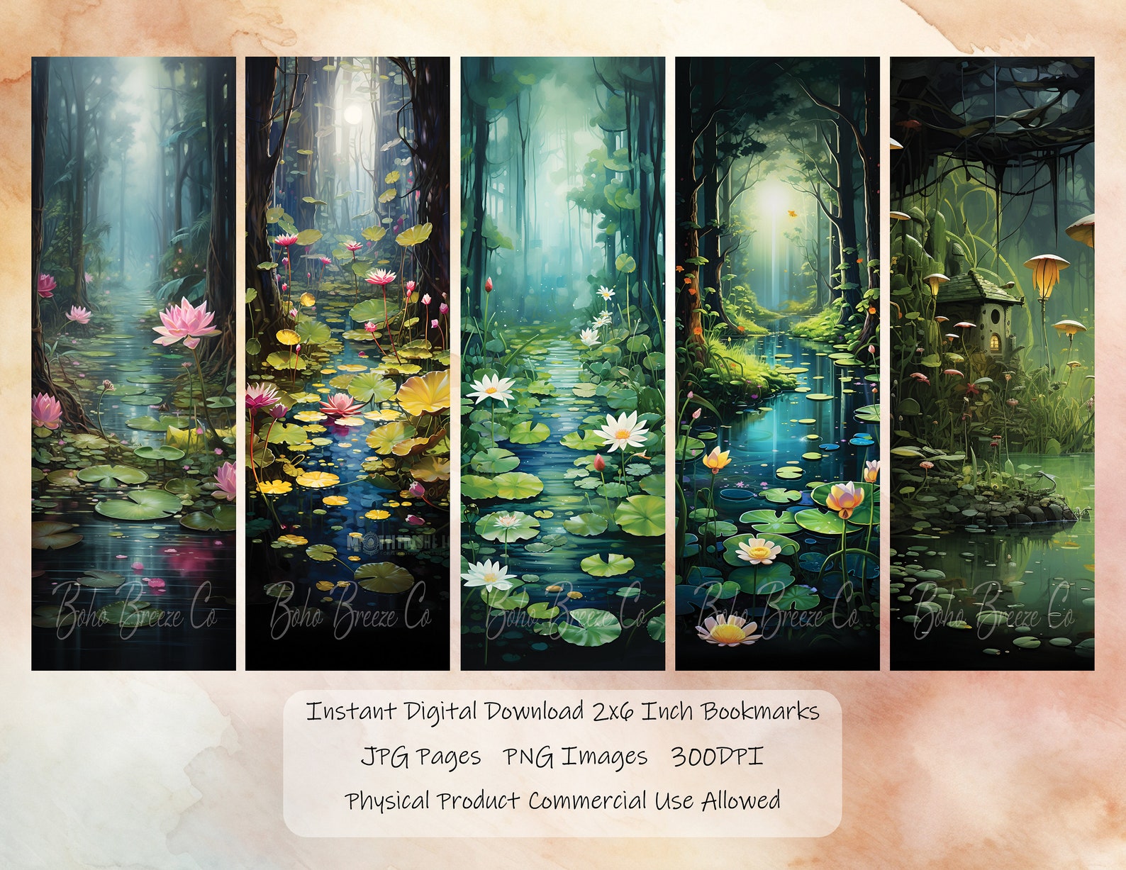 10 Whimsical Swamp Printable Bookmarks, Digital Download Bookmark Pages ...