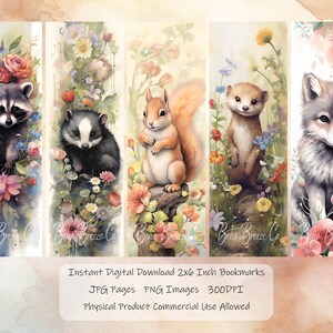 Woodland Animals 10 Printable Bookmarks, Digital Download Bookmark ...