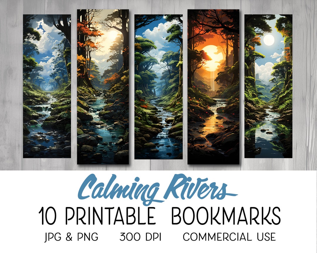 Calming River 10 Printable Bookmarks, Digital Download Bookmark Pages ...