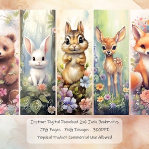 Woodland Animals 10 Printable Bookmarks, Digital Download Bookmark ...