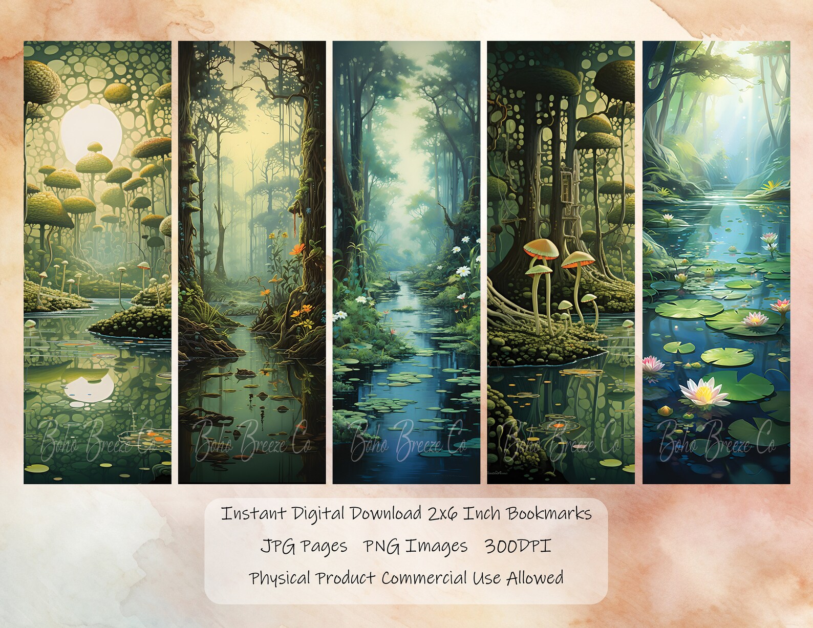 10 Whimsical Swamp Printable Bookmarks, Digital Download Bookmark Pages ...