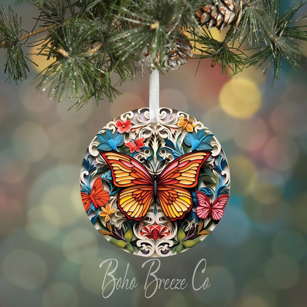 3D Butterfly Christmas Ornament Sublimation PNG Instant - Etsy