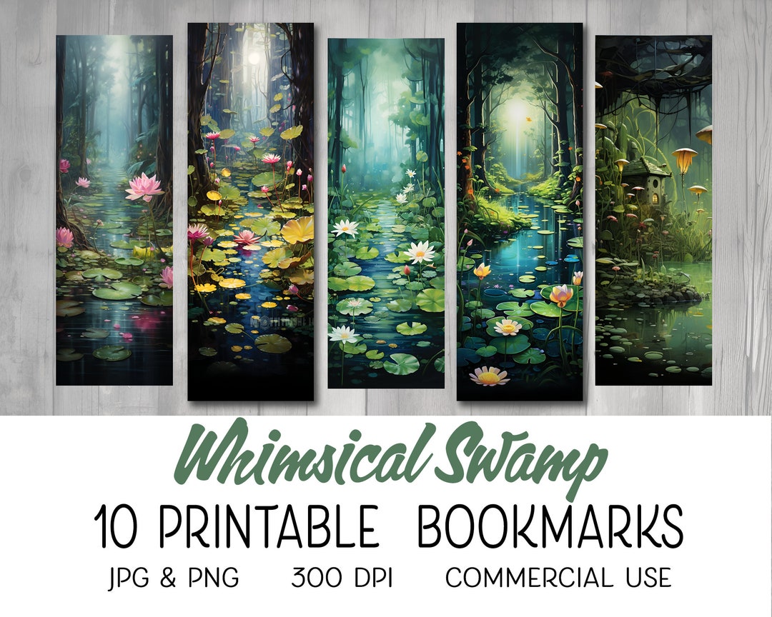 10 Whimsical Swamp Printable Bookmarks, Digital Download Bookmark Pages ...