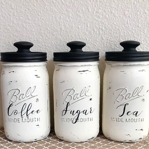 Rustic Mason Jar Dry Goods Containers / Farmhouse Mason Jars / Country ...