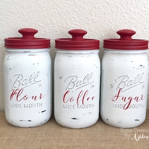 Rustic Mason Jar Dry Goods Containers / Farmhouse Mason Jars / Country ...