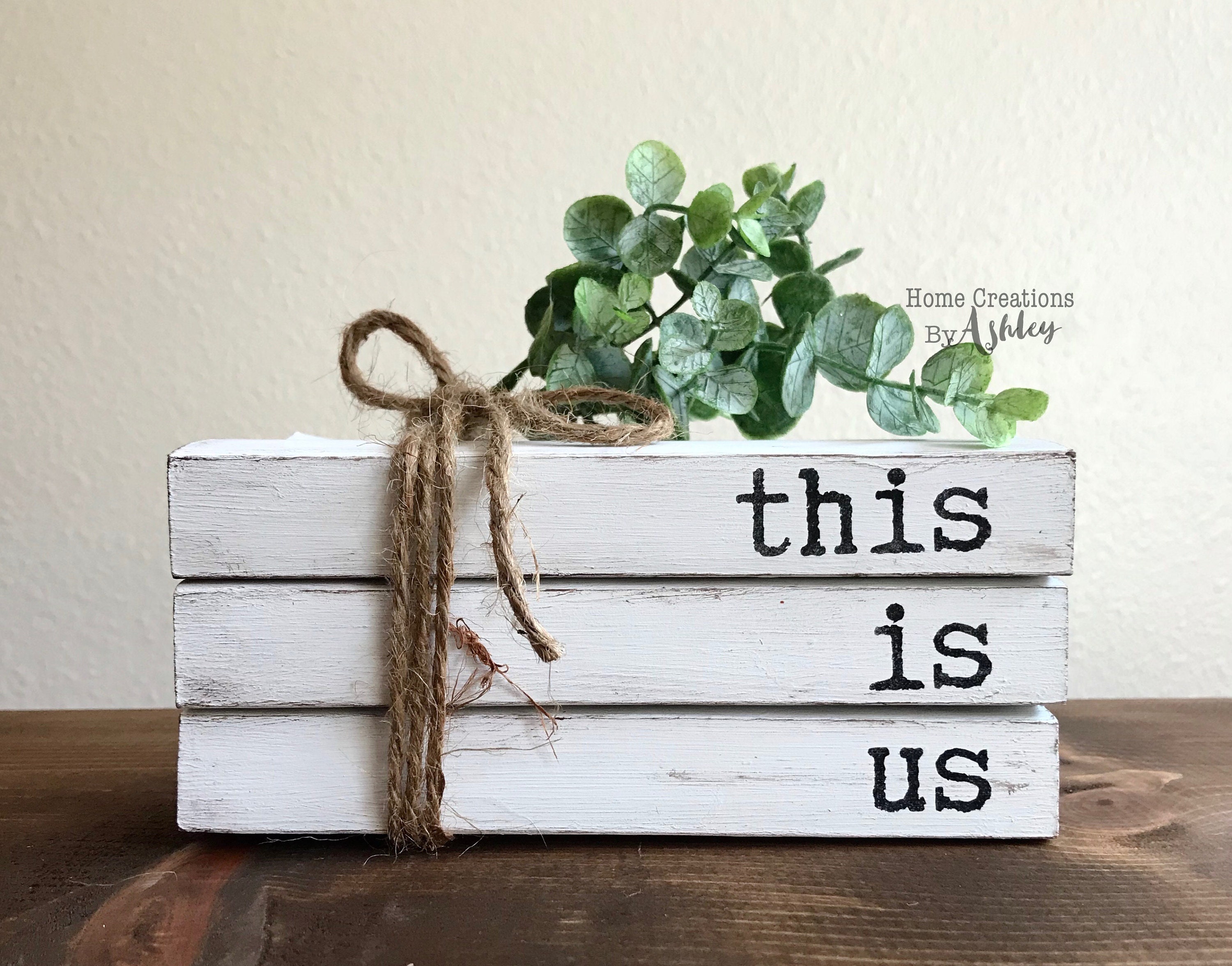 Farmhouse Stacked Book Set / Personalized Stacked Books / Stamped Books ...