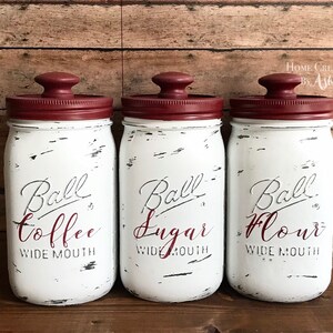 Rustic Mason Jar Dry Goods Containers / Farmhouse Mason Jars / Country ...