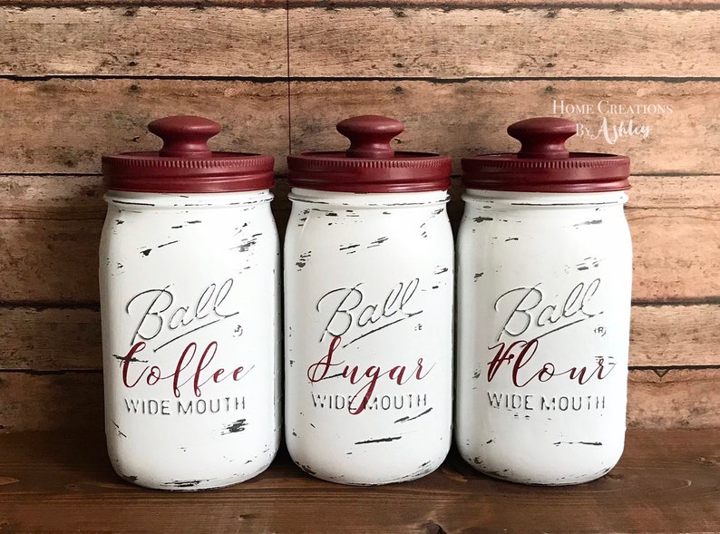 Rustic Mason Jar Dry Goods Containers / Farmhouse Mason Jars / | Etsy
