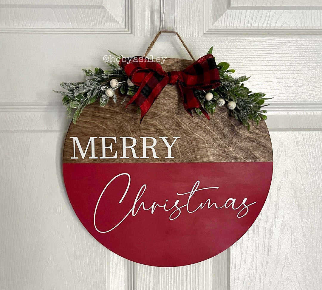 Christmas Round Wood Sign/round Wood Sign/front Door Sign/christmas ...