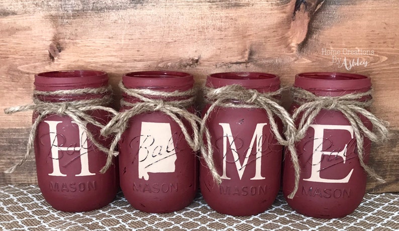HOME Mason Jars / State Mason Jars / Rustic Decor / Farmhouse Style ...