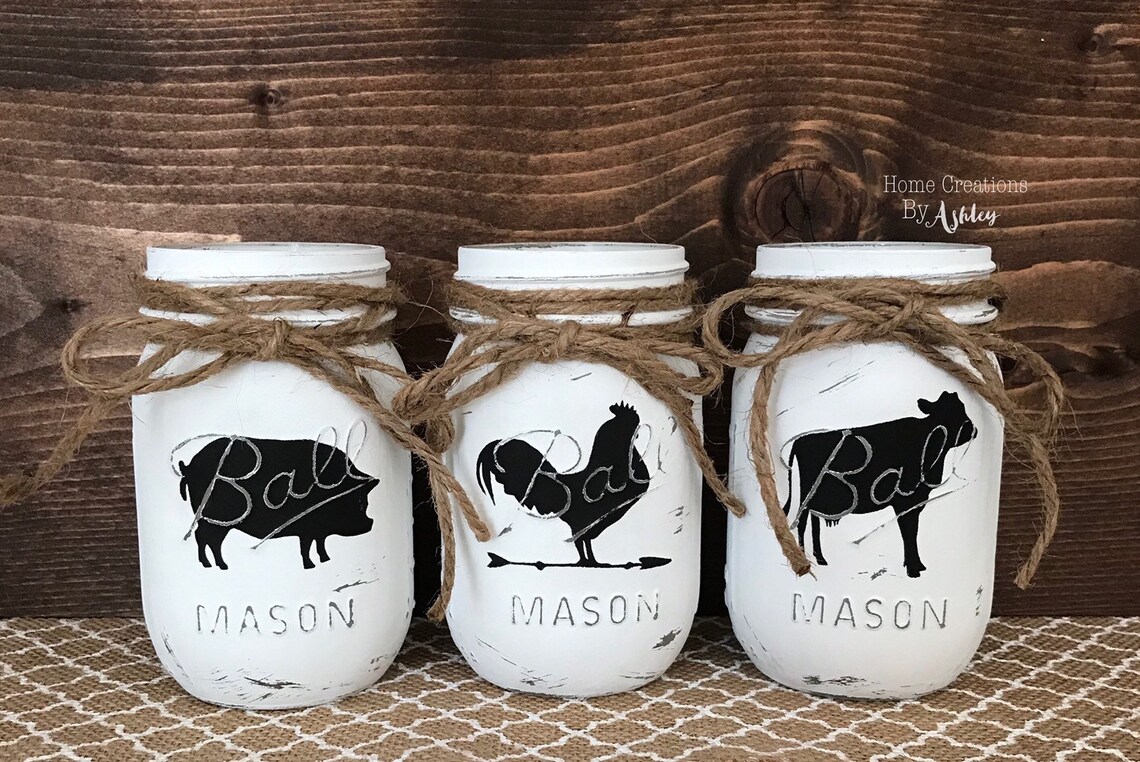 Farmhouse Animals / Country Decor / Rustic Decor / Farm Aminals / Mason ...