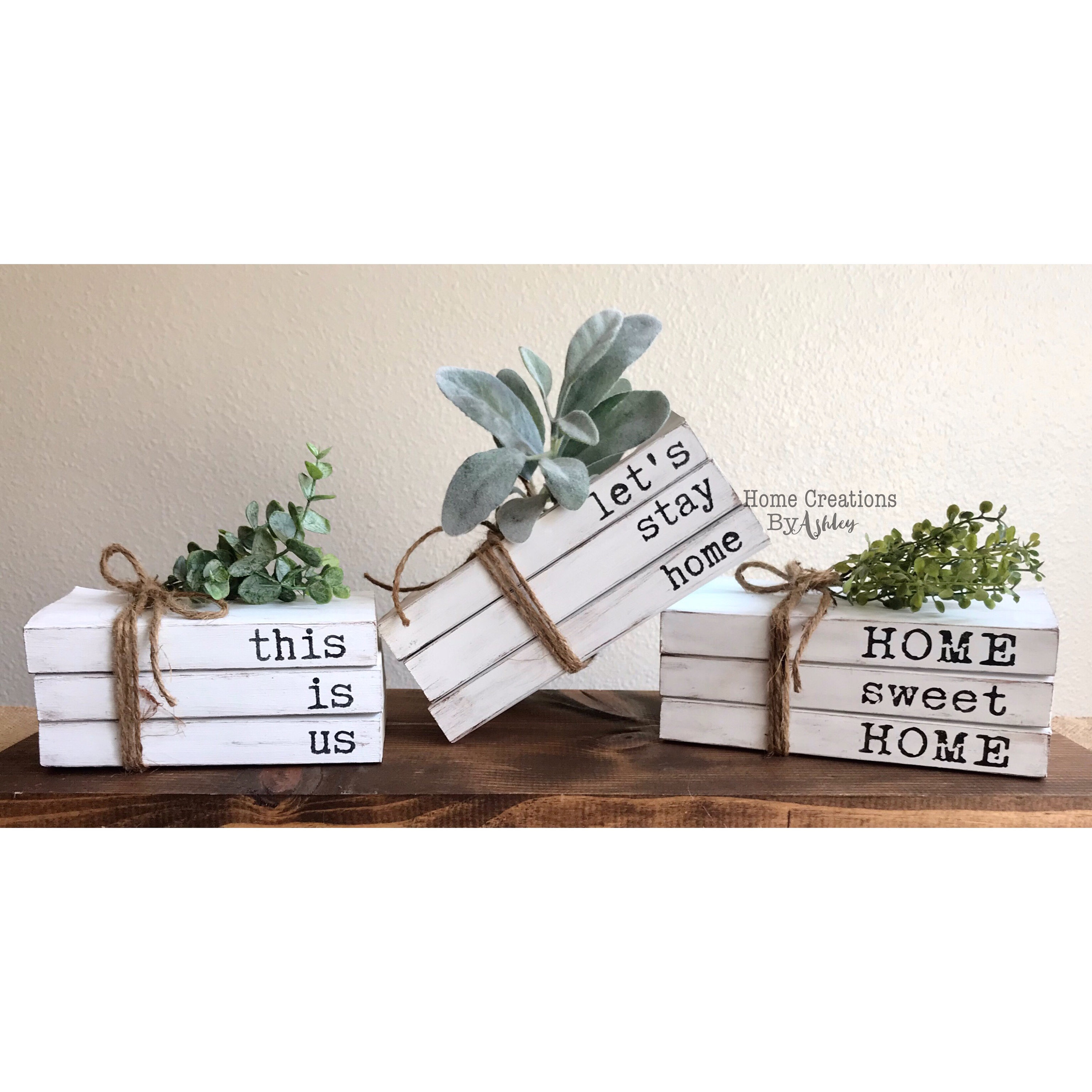 Farmhouse Stacked Book Set / Personalized Stacked Books / Stamped Books ...