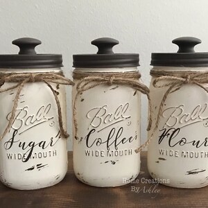 Rustic Mason Jar Dry Goods Containers / Farmhouse Mason Jars / Country ...