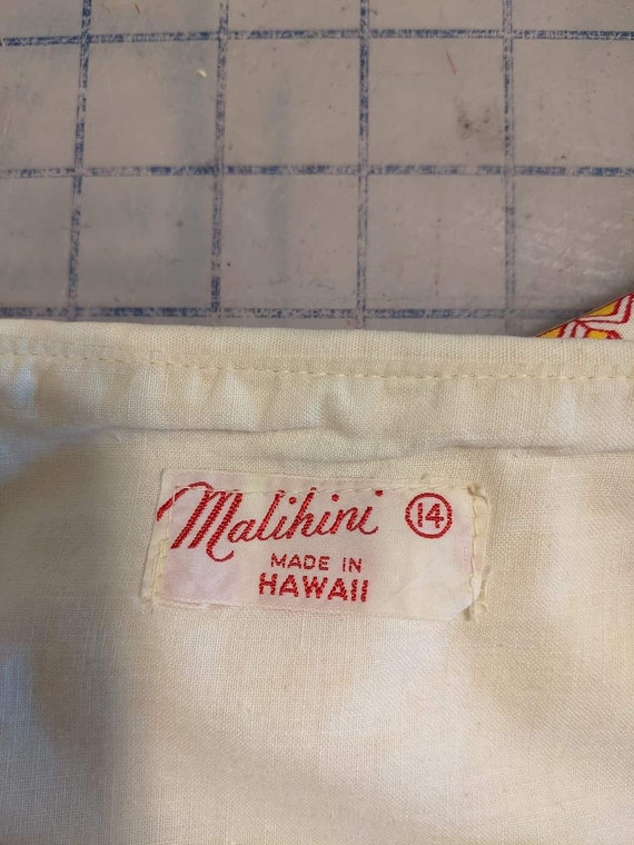 1950s "Malihini - Made in Hawaii" Cotton Red and Yell… - Gem