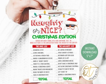 Editable Adult Christmas Party Game, Naughty or Nice Game, Christmas ...