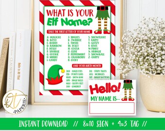 What's your Naughty Elf name 8 x 10 . | Etsy