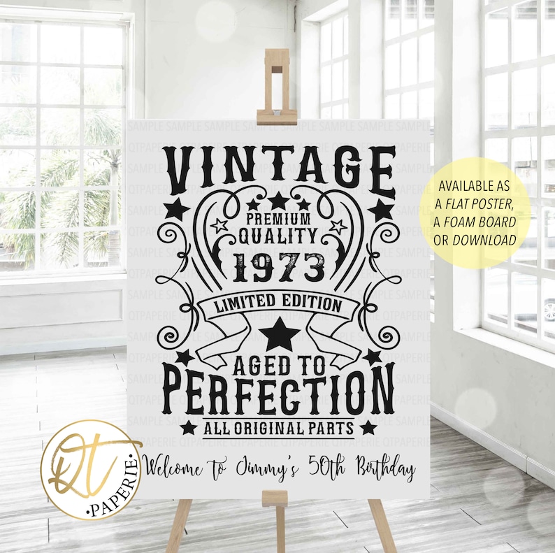 Aged to Perfection Welcome Sign, Vintage Whiskey Birthday Sign, Welcome ...