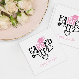 Earned It RN Napkin, Nurse Graduation Decoration, Nursing Graduation ...