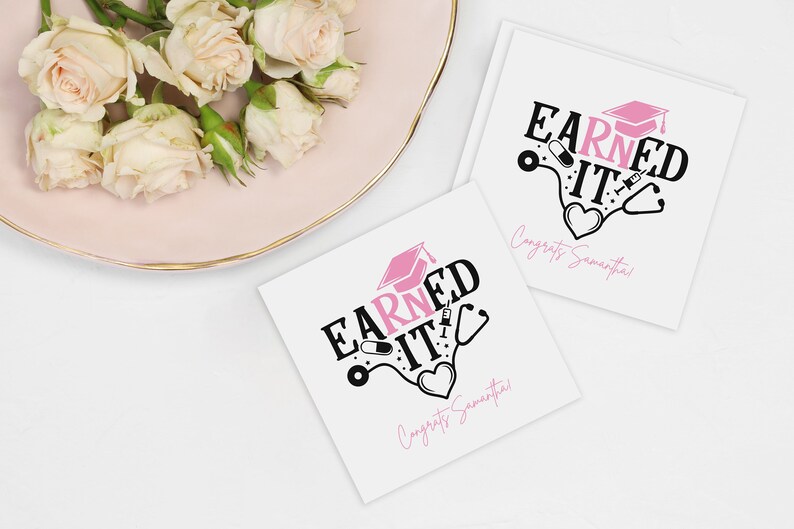 Earned It RN Napkin, Nurse Graduation Decoration, Nursing Graduation ...