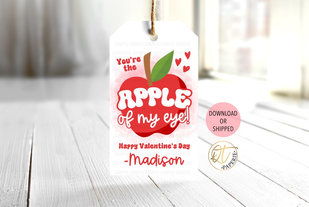 You're the Apple of My Eye Valentines Day Tag, Applesauce Pouch Tag ...