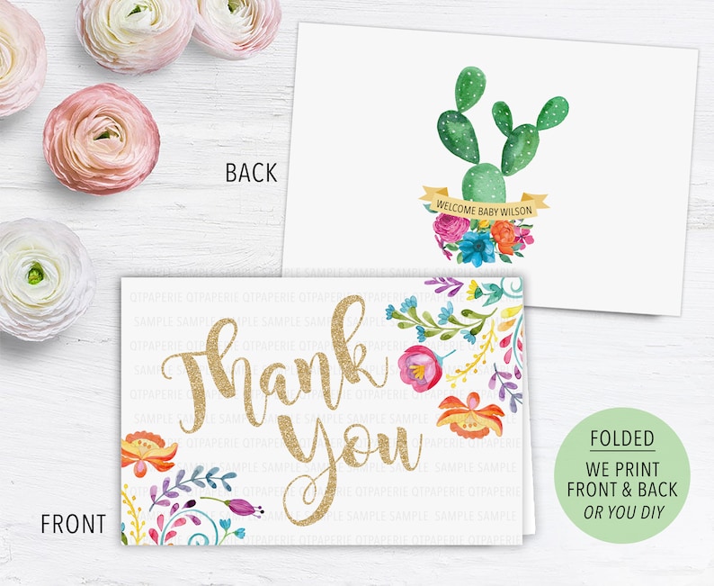 Mexican Thank You Card, Fiesta Card, Mexican Baby Shower Thank You ...
