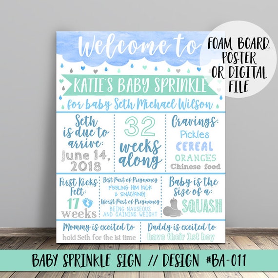 Rain Baby Sprinkle Board Baby Sprinkle Pregnancy Board Rain | Etsy
