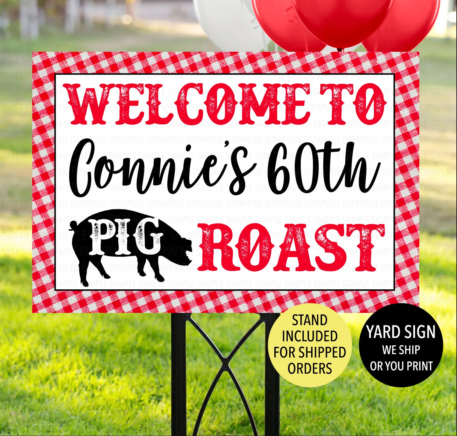 Pig Roast Welcome Sign, Pig Roast Yard Sign, Barbeque Sign, BBQ ...