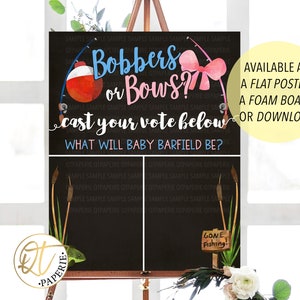 Bobbers or Bows Vote Sign, Bobber or Bow Gender Reveal Sign, Fishing ...