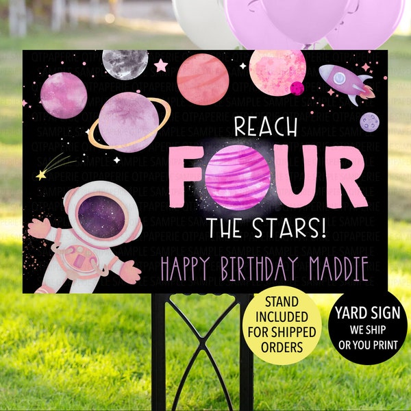 Reach Four the Stars Balloon Banner Space Birthday Party 4th Birthday ...