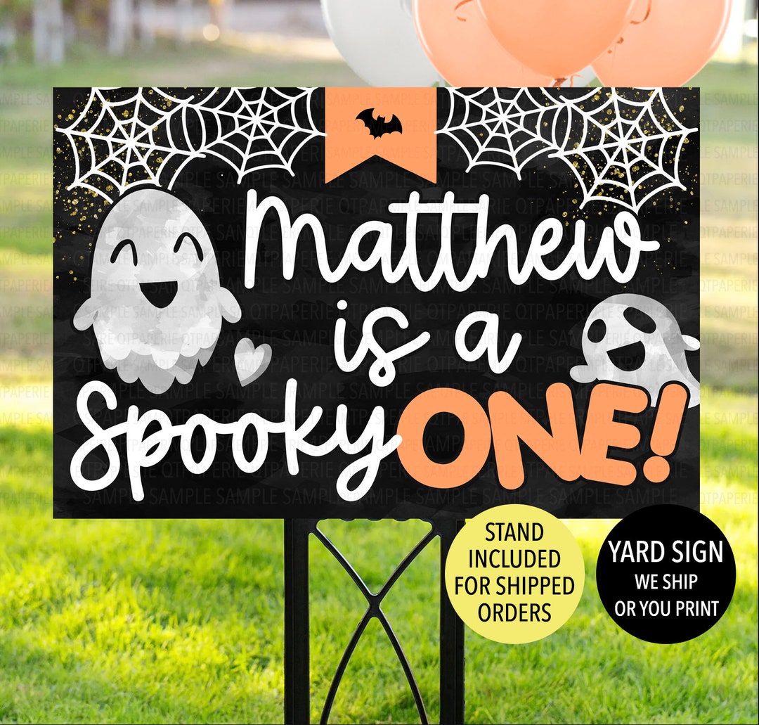 Spooky ONE Birthday Welcome Sign, Ghost Birthday Sign, Halloween First ...