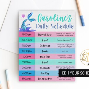 Mermaid Home School Daily Schedule, Mermaid Daily Routine Schedule ...