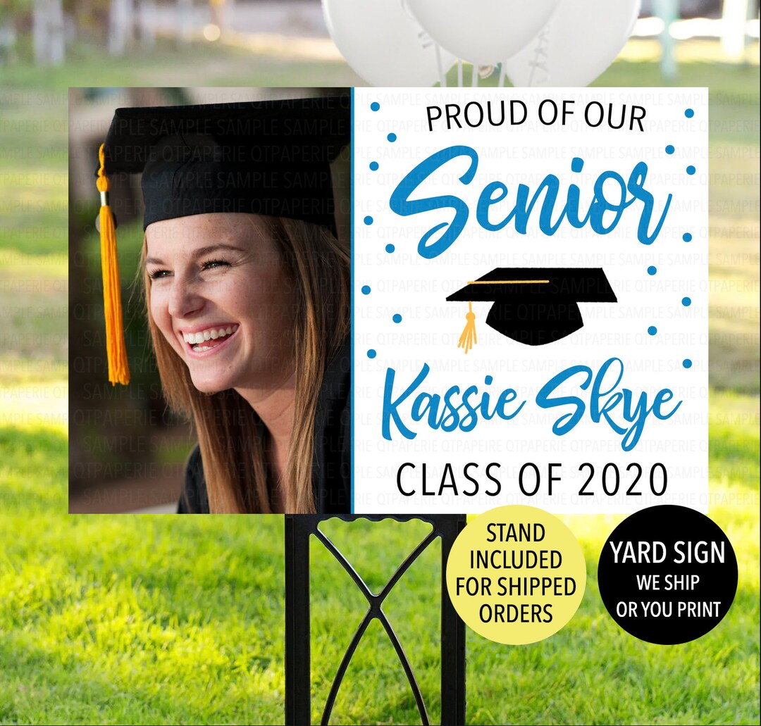 Senior Yard Sign, Graduation Yard Sign, Gold Graduation Sign, Photo ...