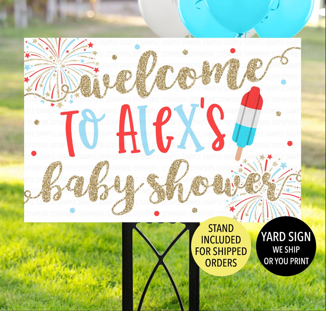 Fourth of July Baby Shower Welcome Sign, Firework Sign, Firework Sign ...