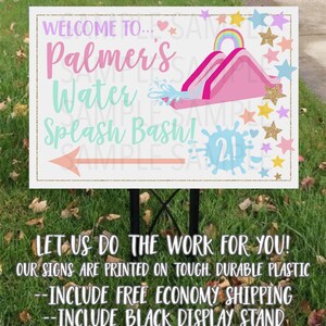 Water Slide Party Direction Sign, Water Slide Birthday Sign, Waterslide ...