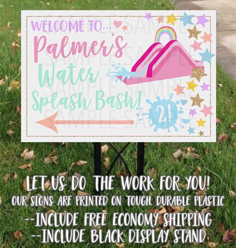 Water Slide Party Direction Sign Water Slide Birthday Sign - Etsy