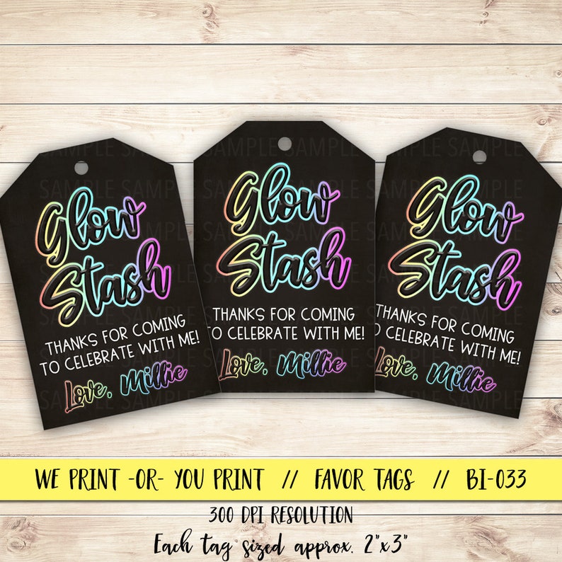 Glow Birthday Tag Neon Birthday Tag Glow Party Favor Tag | Etsy