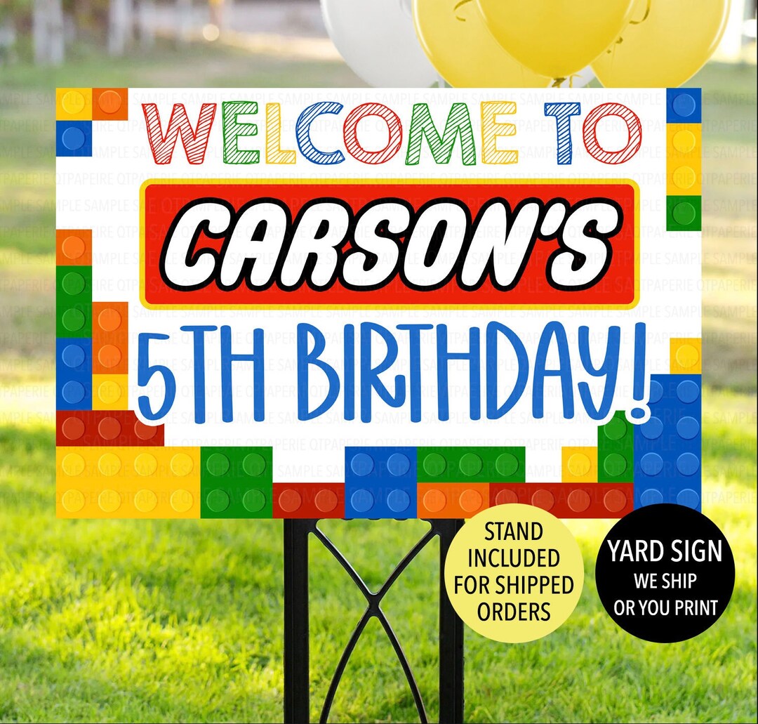 Building Blocks Birthday Welcome Sign, Block Sign, Birthday Party Decor ...