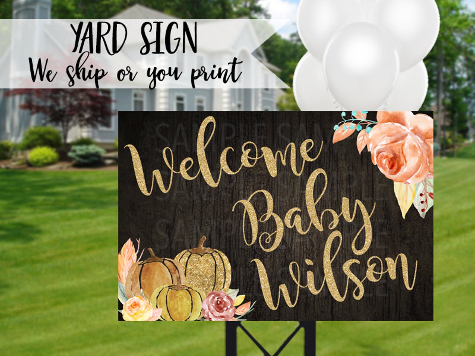 Fall Flower Baby Shower Welcome Sign, Fall in Love With Baby, Pumpkin ...