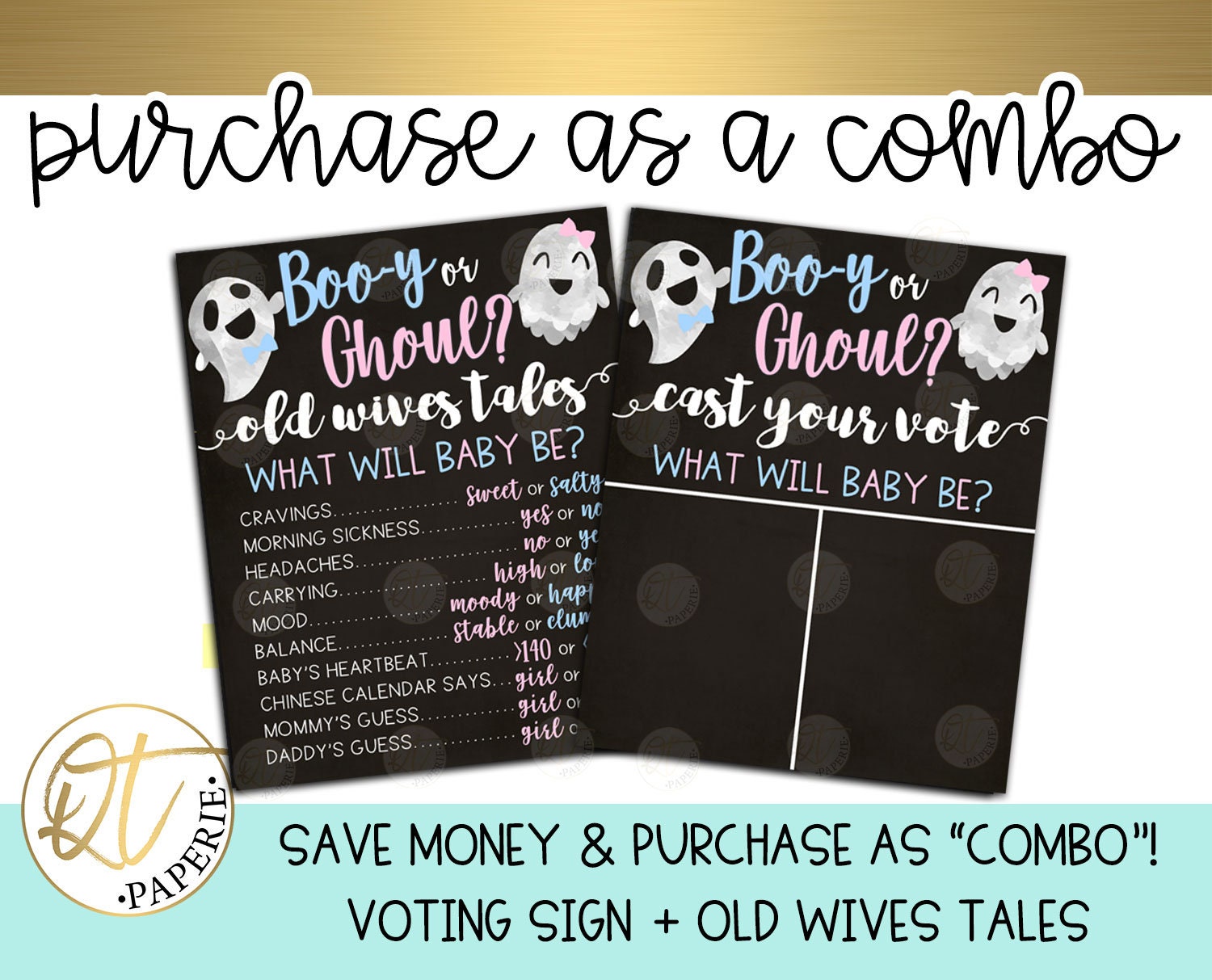 Ghost Gender Voting Sign Halloween Reveal Booy or Ghoul | Etsy