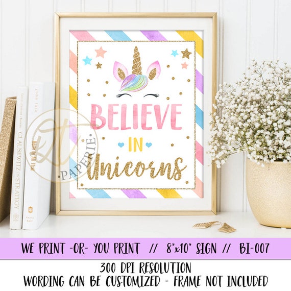 Unicorn Sign Believe in Unicorns Sign Unicorn Birthday Sign | Etsy