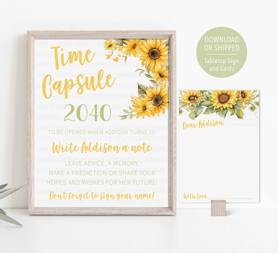 Sunflower Birthday Time Capsule, Sunflower Time Capsule, Sunflower 1st ...