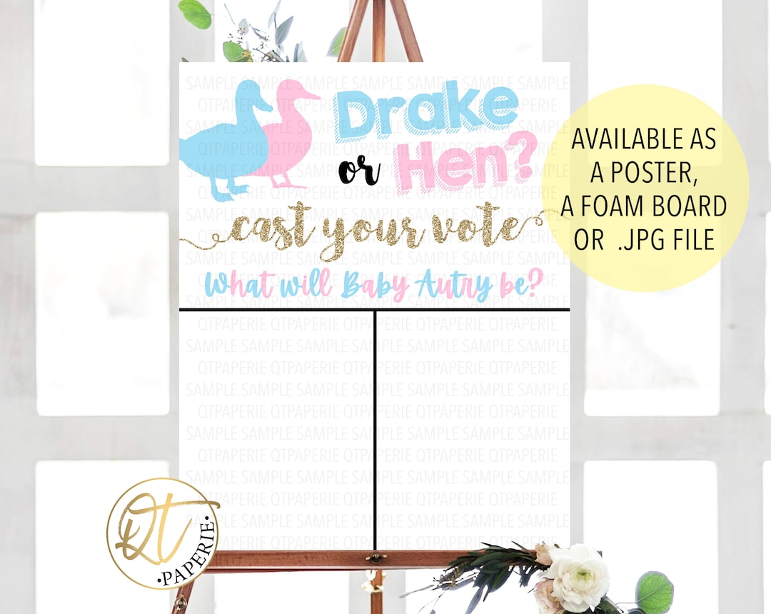 Drake or Hen Gender Vote Sign, Duck Hunting Gender Reveal Sign, Duck ...