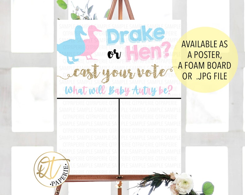 Drake or Hen Gender Vote Sign, Duck Hunting Gender Reveal Sign, Duck ...