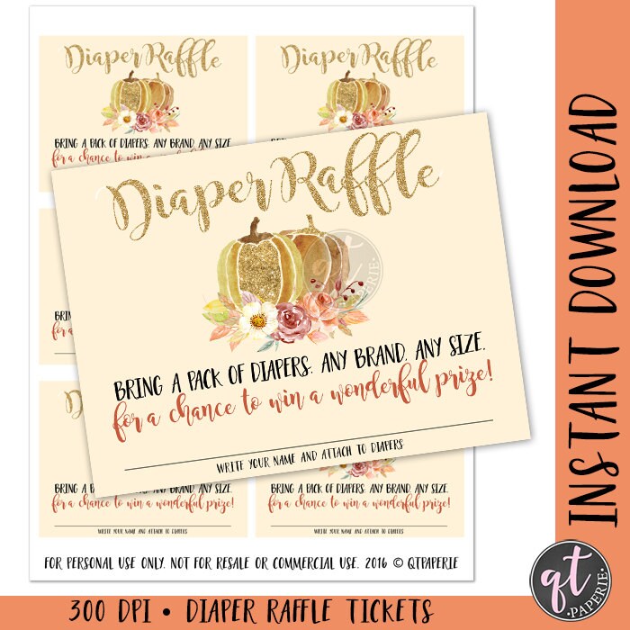 Fall in Love Diaper Raffle Tickets Fall Baby Shower Diaper | Etsy