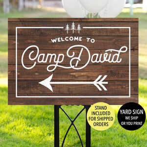 Camp Birthday Direction Sign, Camp Welcome Sign With Arrow, Camping ...