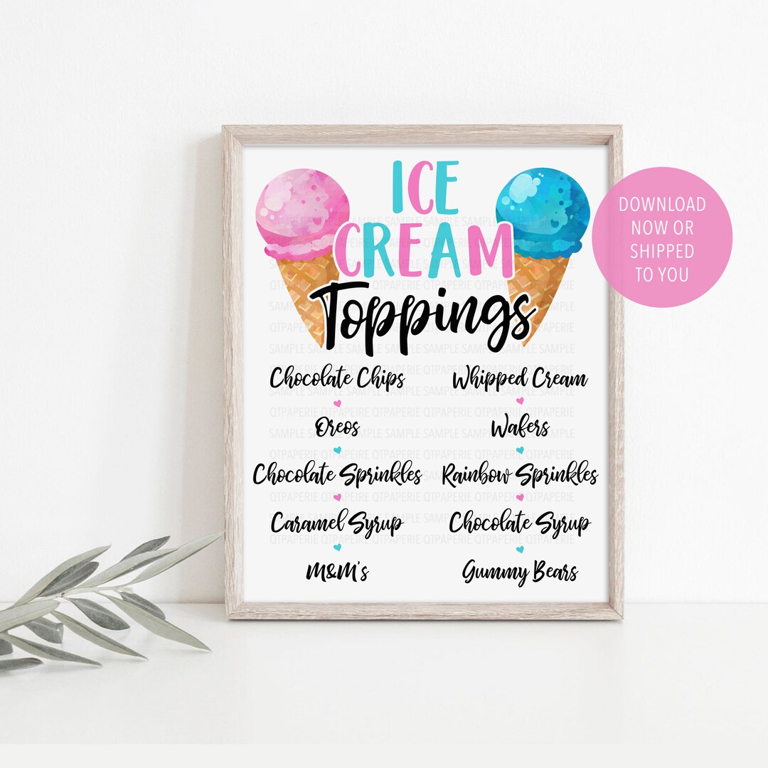 Gender Reveal Ice Cream Toppings Sign, Ice Cream Gender Reveal Decor ...